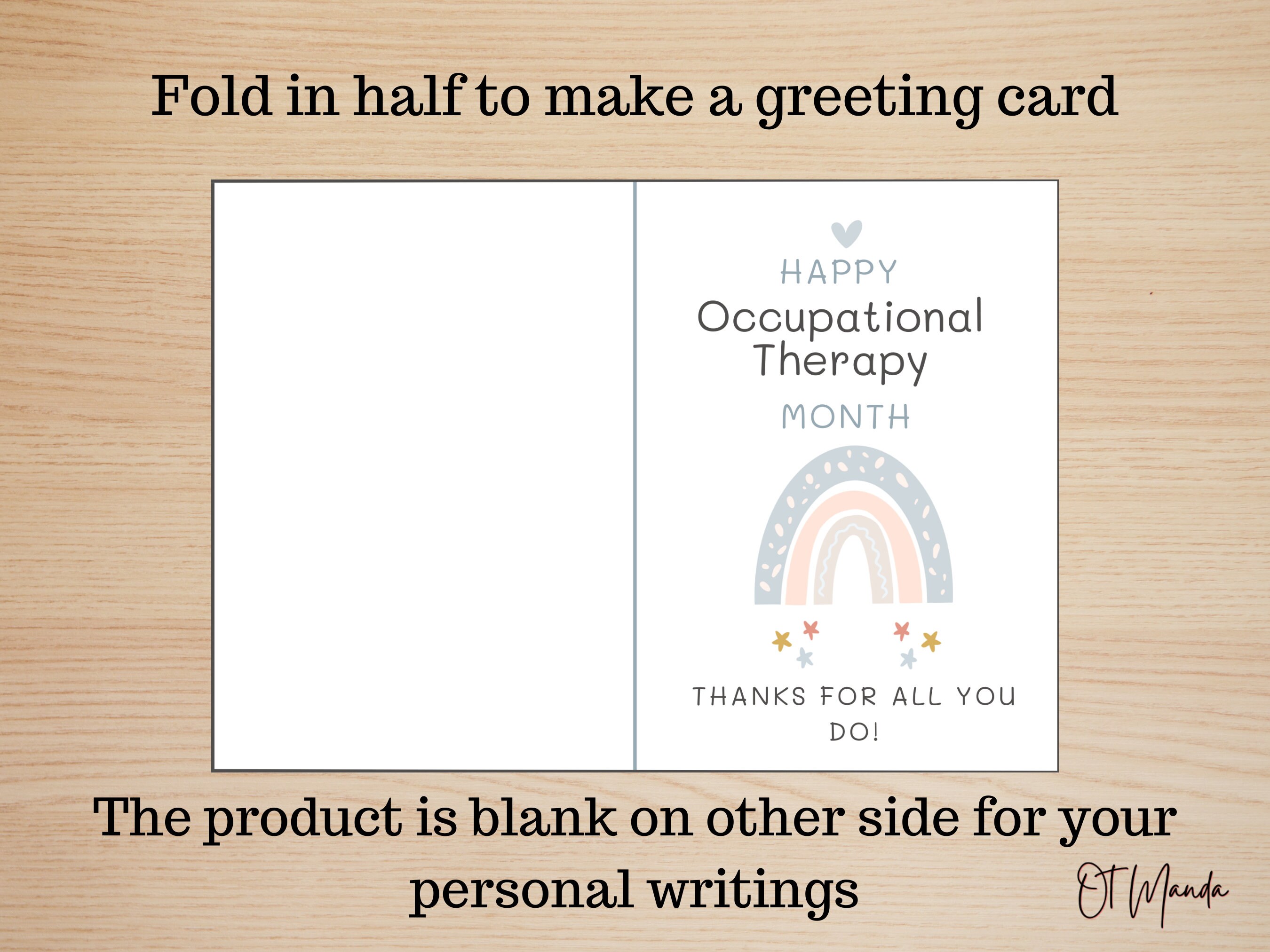 Occupational Therapy Month Folding Greeting Card for OT Appreciation ...
