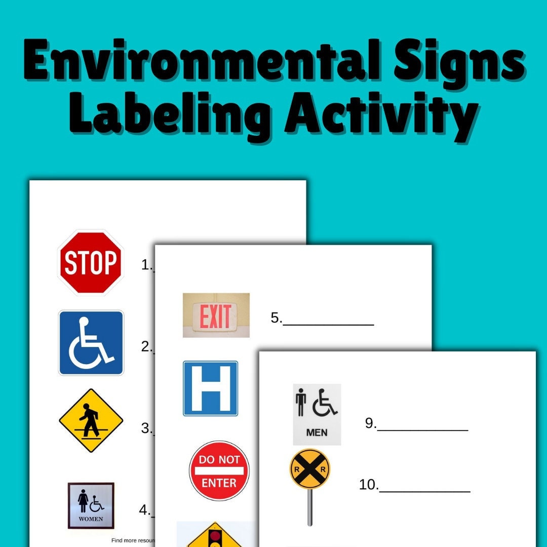 Safety and Environmental Signs Labeling Activity | Occupational Therapy ...