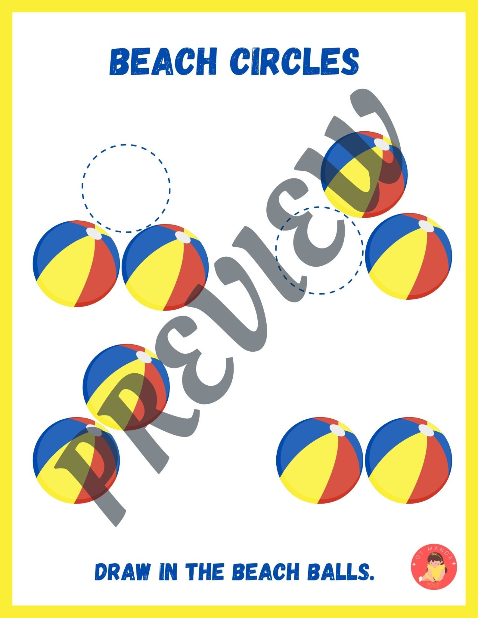 Beach Spring Break Pre Writing Strokes Activity for Occupational ...