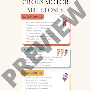 Infant and Toddler Gross Motor Developmental Milestones Handouts for ...