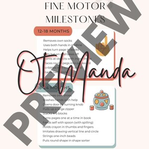 Toddler Fine Motor Milestones Parent Handouts for OT Early Intervention ...