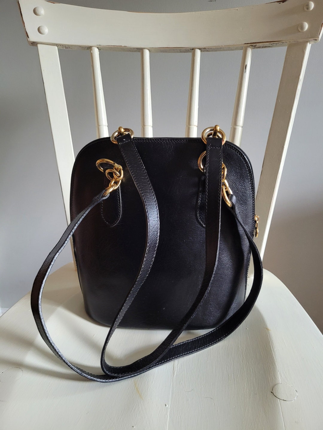 Vintage Michael Rome Black Leather Bucket Handbag - Etsy