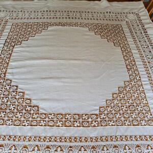 Vintage White Pulled Thread Embroidered Square Tablecloth, 42" X 42" - Etsy