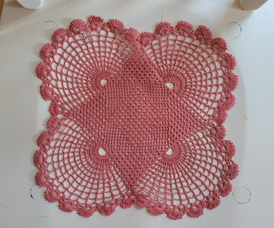 Vintage Pink Doily, Pink Doily Table Topper, Babies Room Dresser Scarf ...