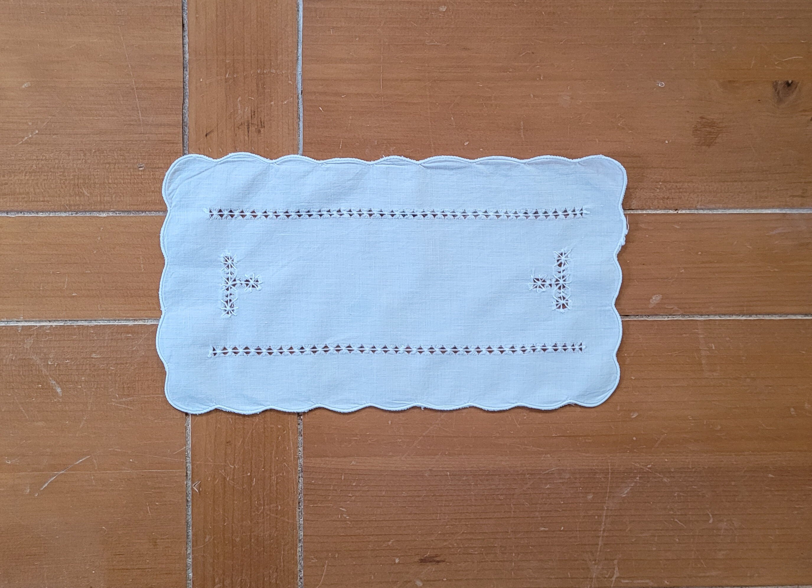 Vintage White Cotton Cutwork Square Table Toppers, Cottage Décor ...