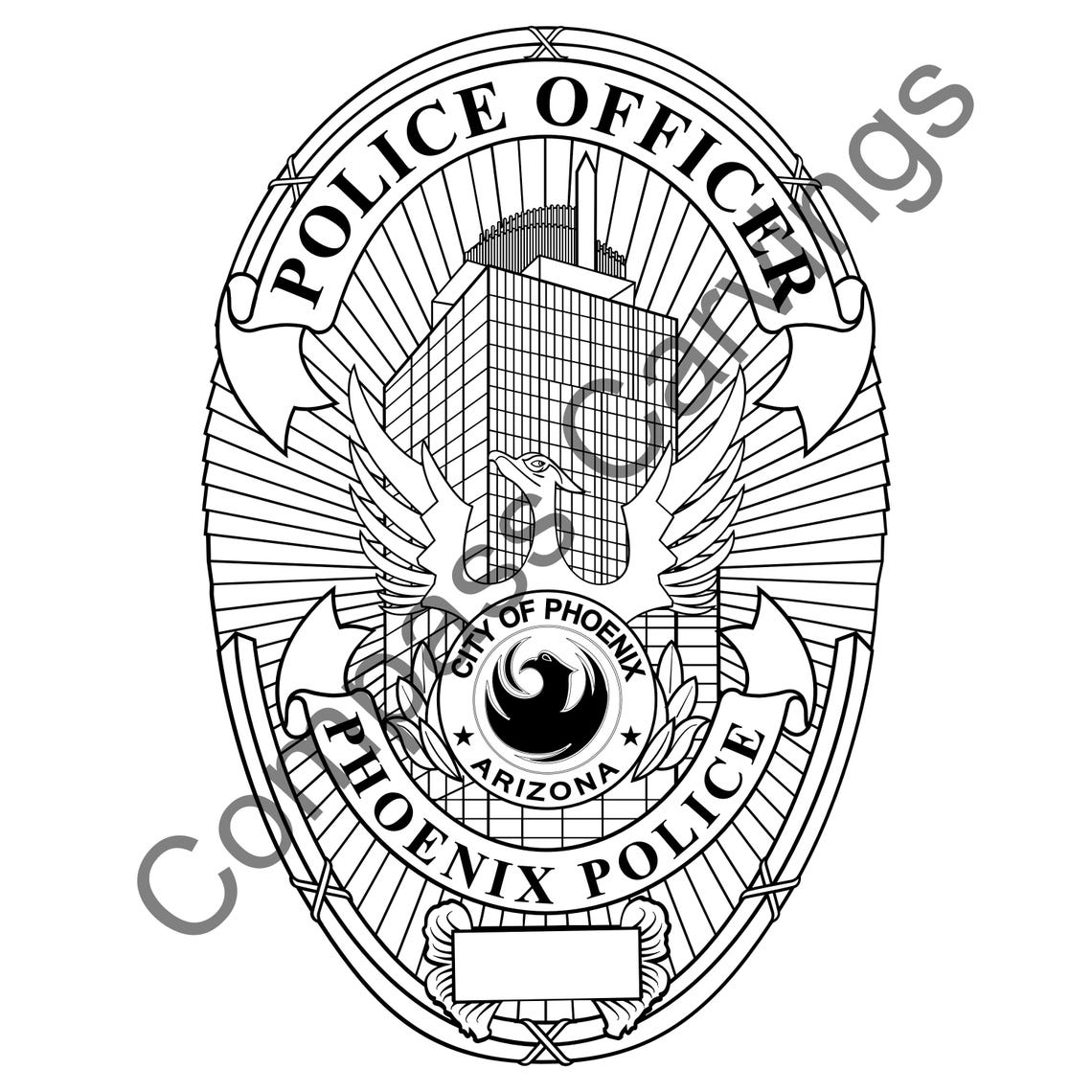 Phoenix Police Officer Badge Vector Files, Dxf Eps Svg Ai - Etsy