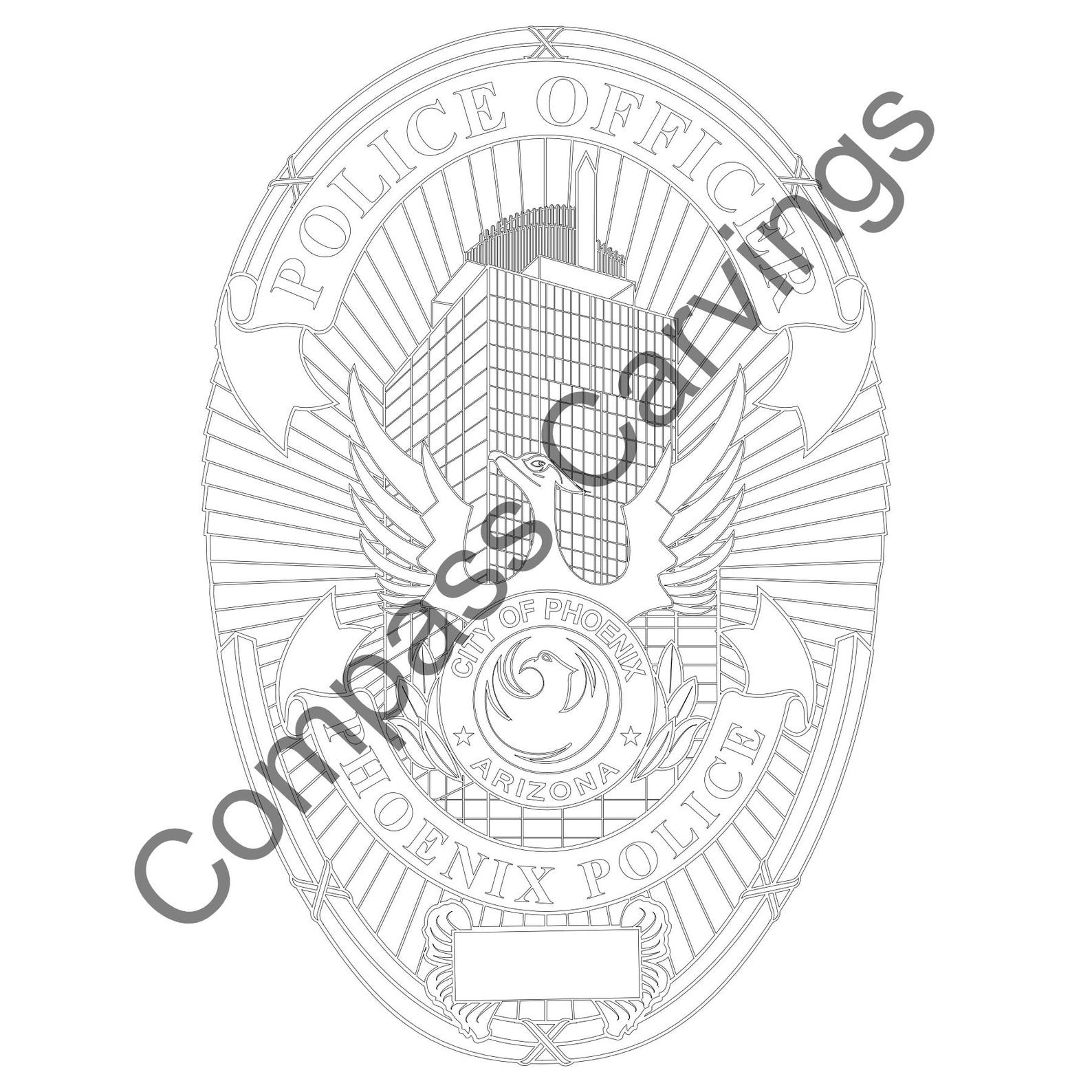 Phoenix Police Officer Badge Vector Files, Dxf Eps Svg Ai - Etsy