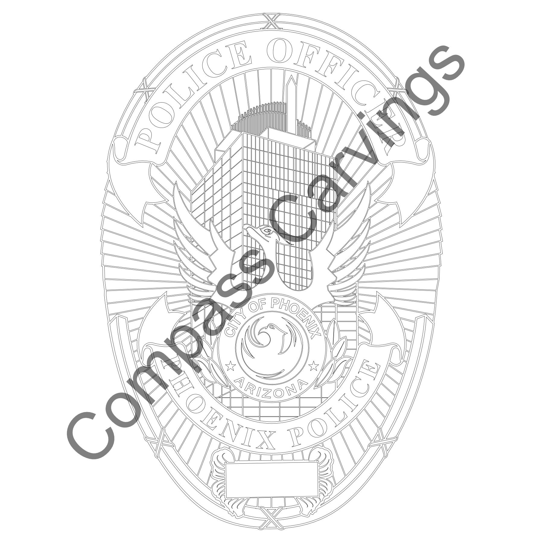 Phoenix Police Officer Badge Vector Files, Dxf Eps Svg Ai - Etsy