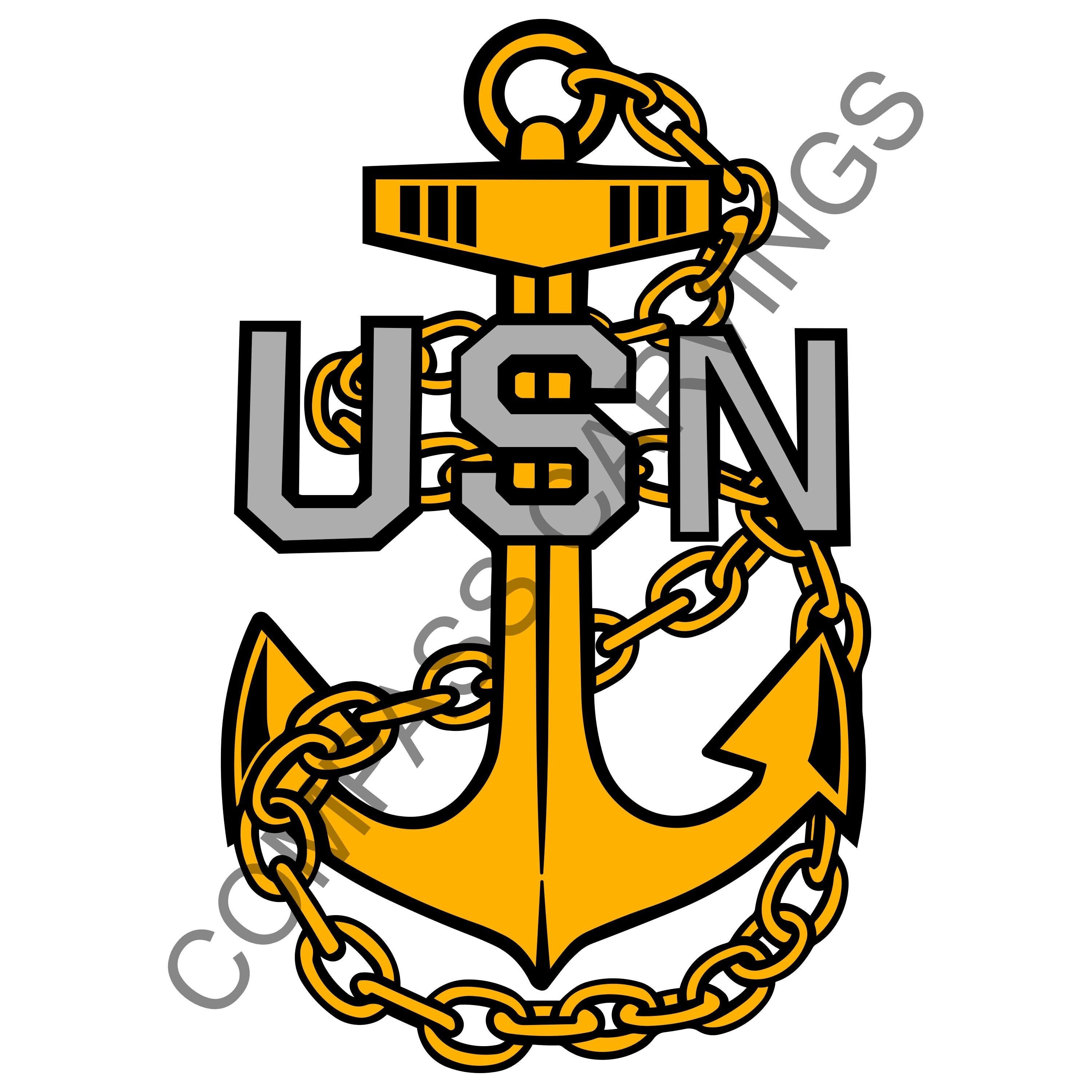 Chief Petty Officer Anchor Svg CPO Insignia Quality Dxf Digital Sublimation Decal CNC Vinyl ...