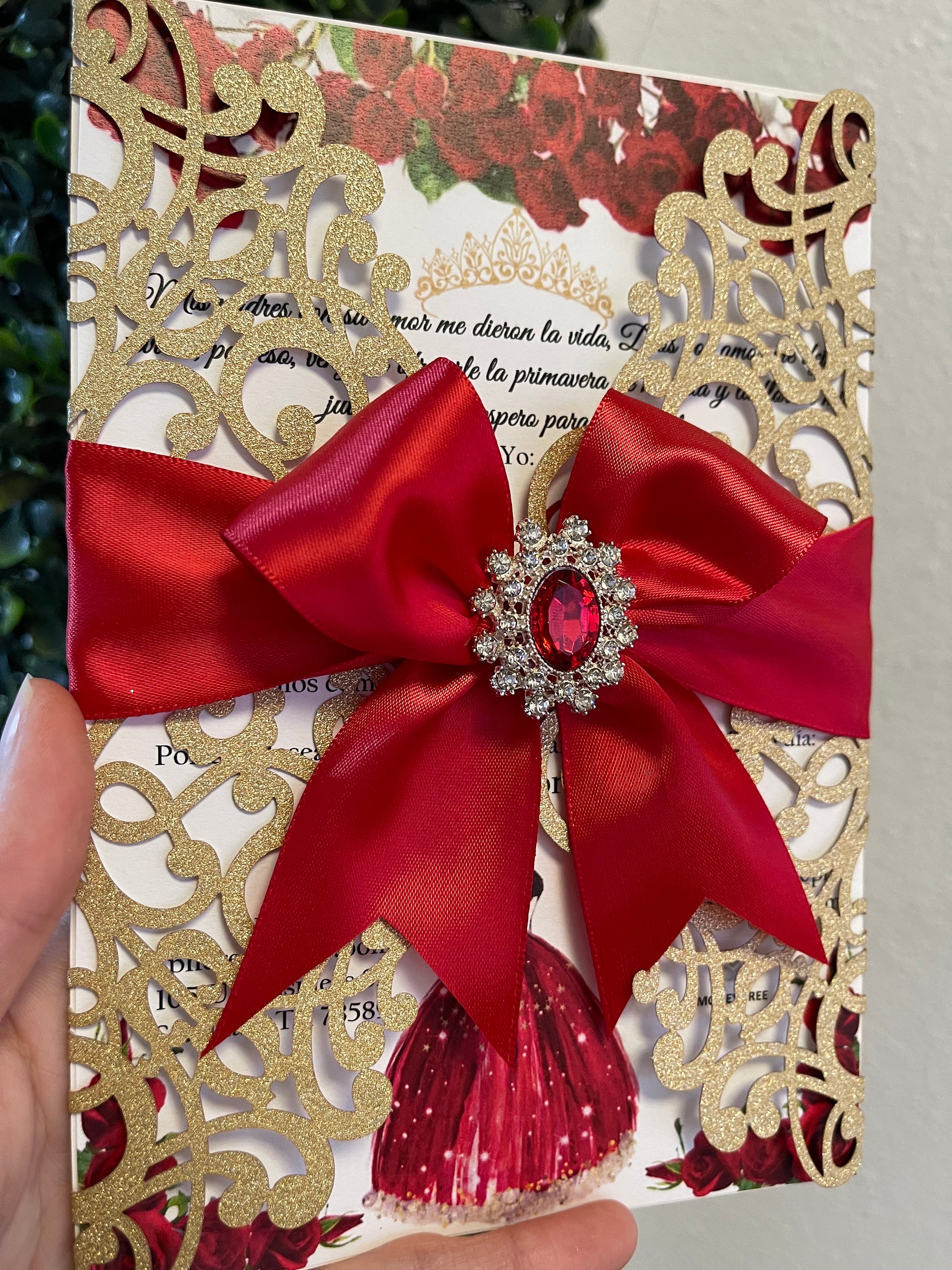 Red Quinceanera Invitations / Red Gold / Sweet Sixteen / Invitaciones ...