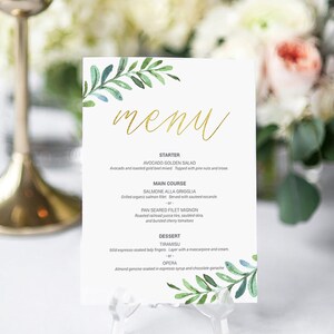 Editable Green Menu Place Card Template Instant Download | Etsy