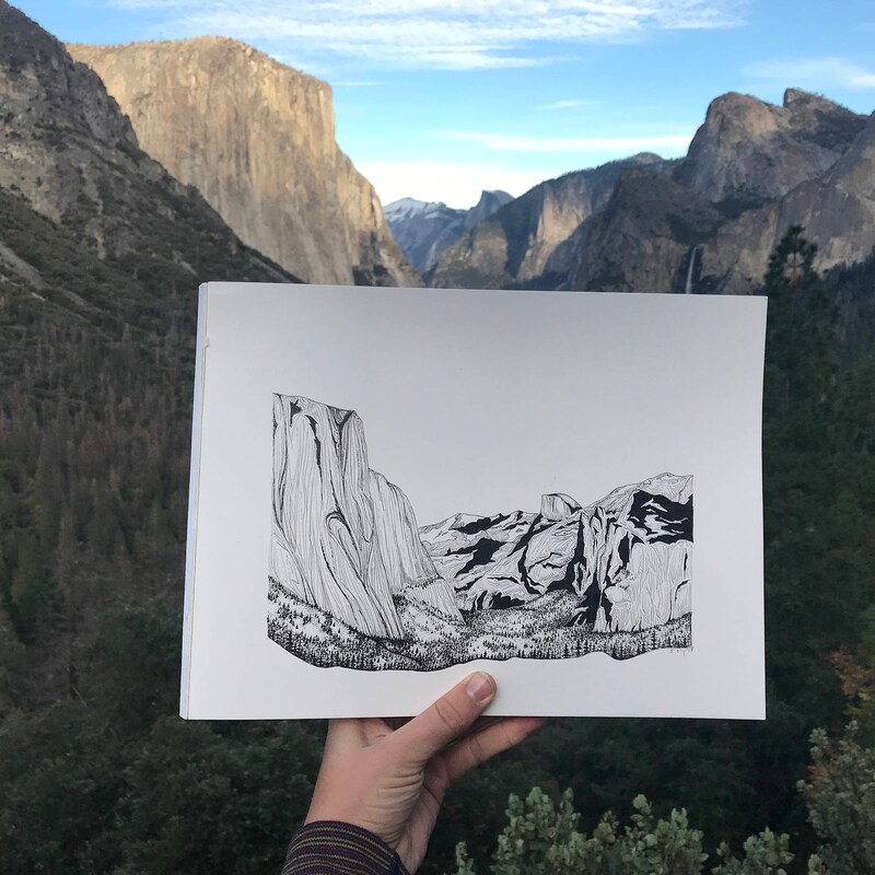 Yosemite Drawing - Etsy