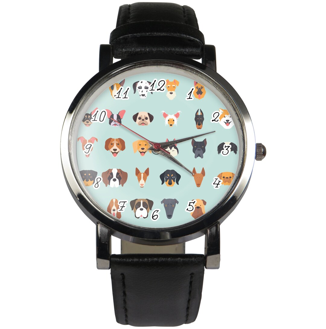 Dog Lover Design Wristwatch. Black or Brown Strap - Etsy