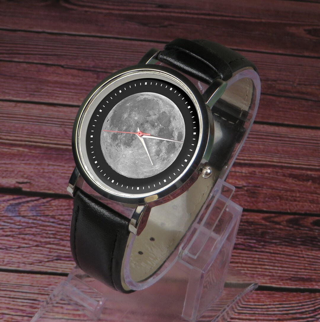 Full Moon Wristwatch Design. Black or Brown Strap - Etsy UK