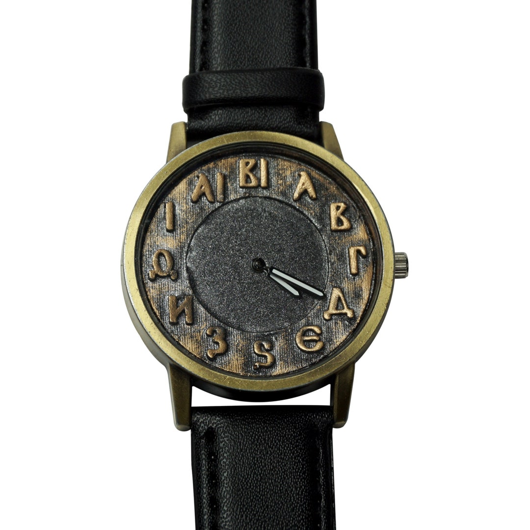 Handmade Cyrillic Numerals Wristwatch 3d Gold Numerals Bronze Rustic ...