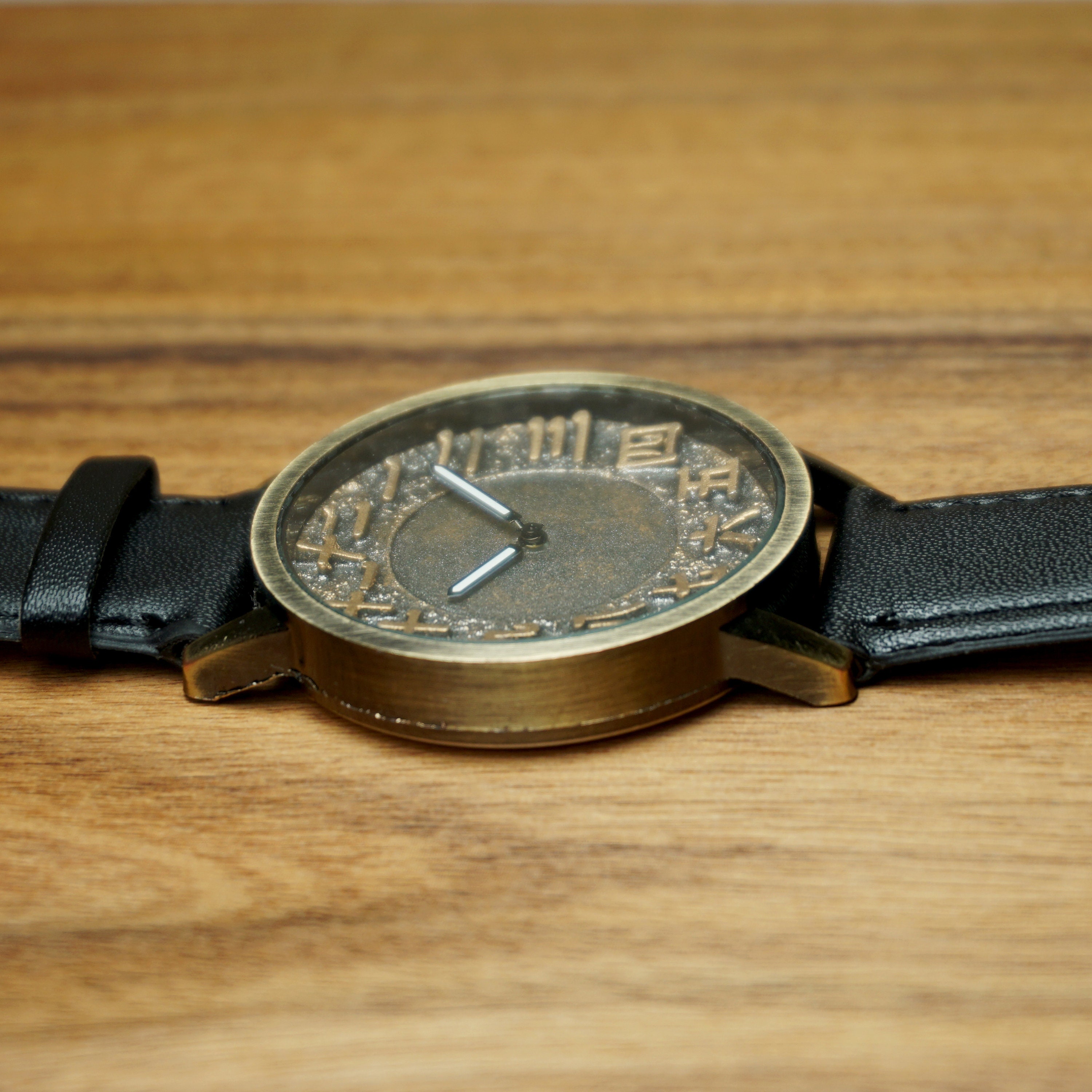 3d Japanese Kanji Numerals Design, Gold Wax Finish, Handmade Wristwatch ...