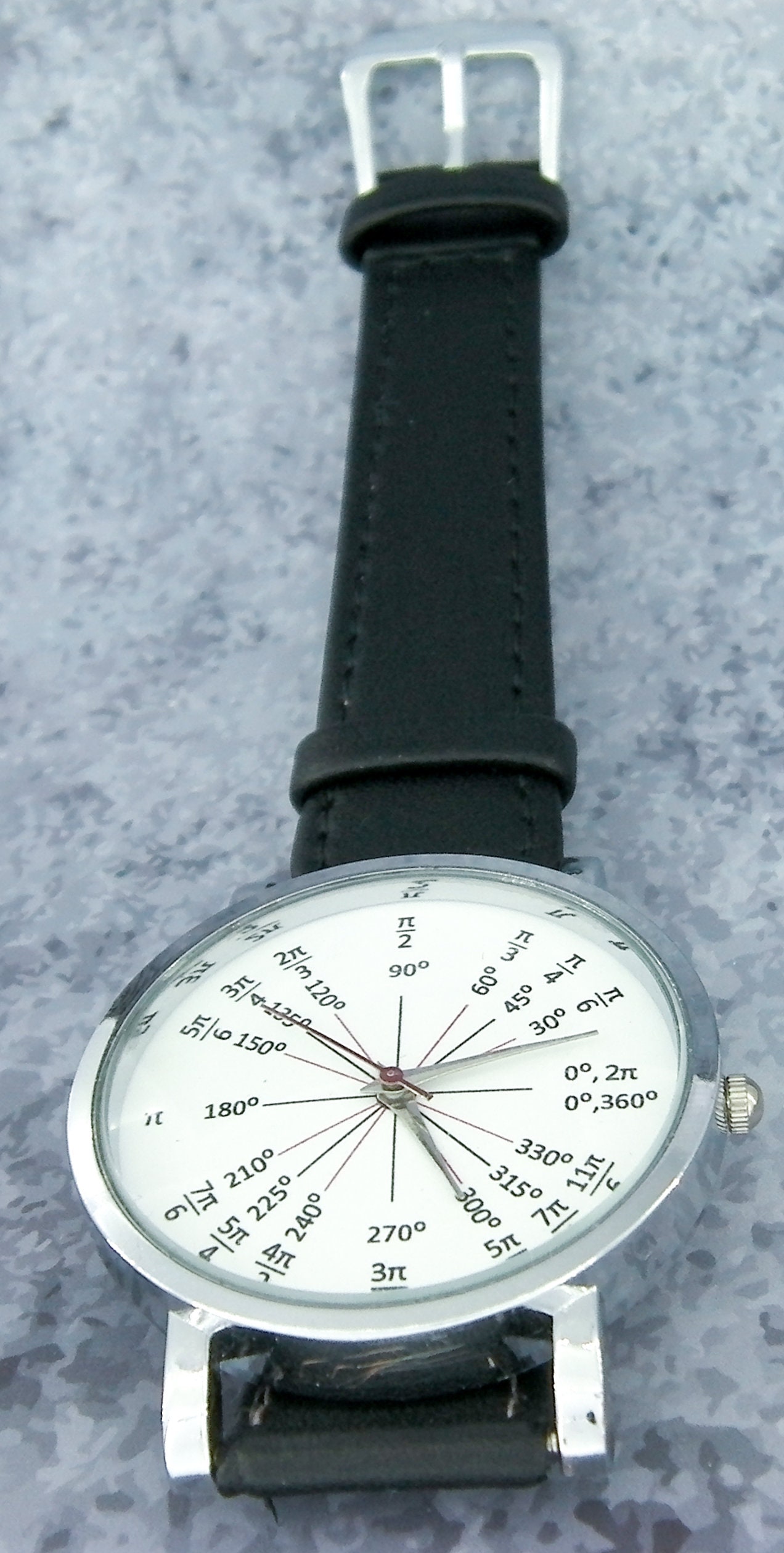 Mathematics Unit Circle Watch: Radian Angle Design, Black Leather Strap ...