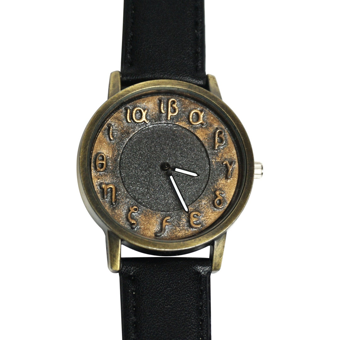 Handmade Greek Numerals Wristwatch 3d Gold Numerals Bronze Rustic Faded ...