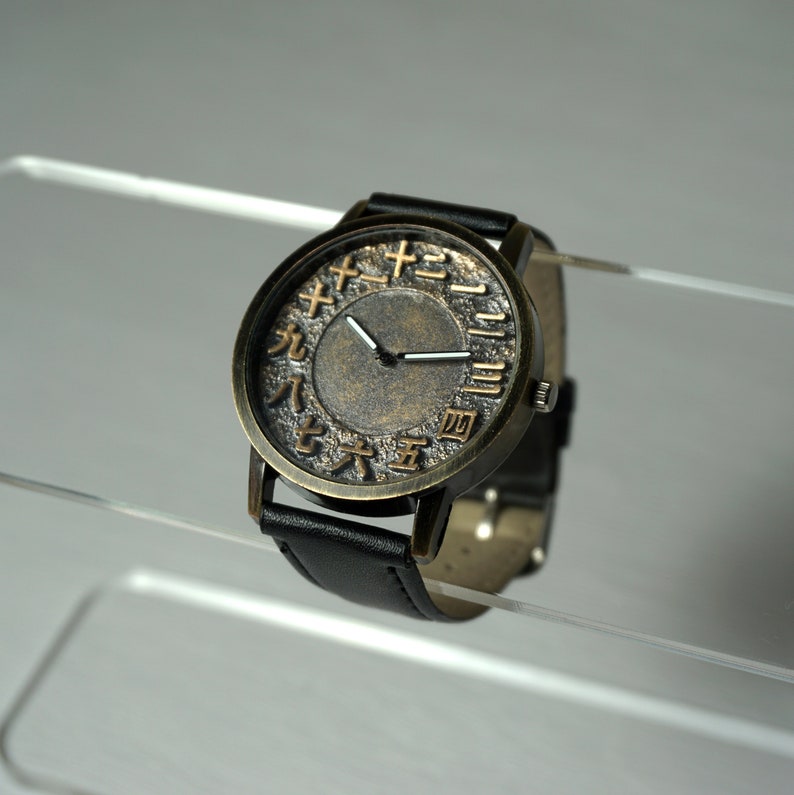3d Japanese Kanji Numerals Design, Gold Wax Finish, Handmade Wristwatch ...