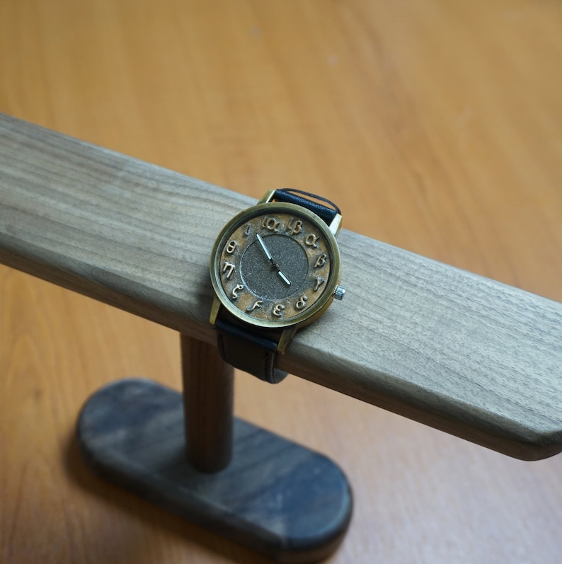 Handmade Greek Numerals Wristwatch 3d Gold Numerals Bronze Rustic Faded ...