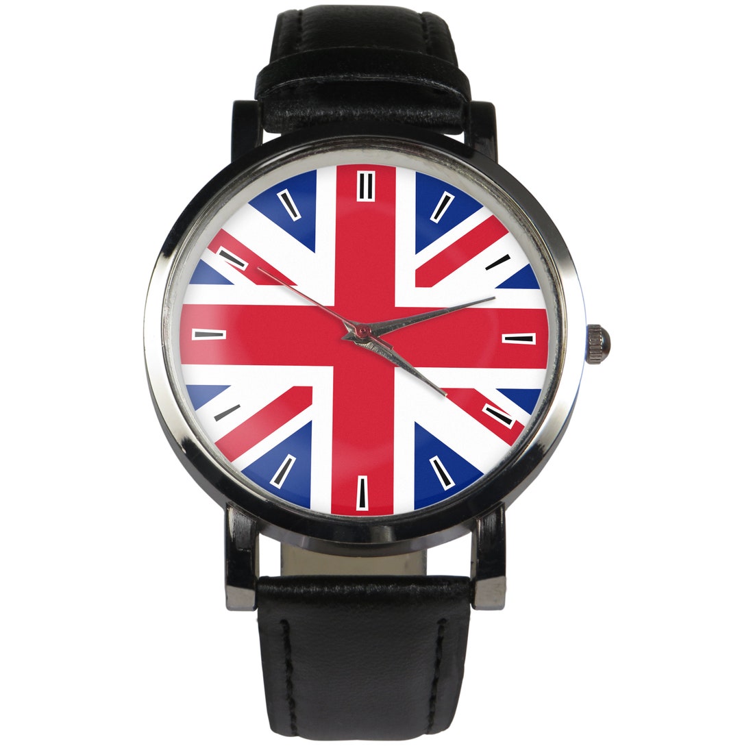UK Flag Wristwatch. Classy & Stylish Watch. Black or Brown Strap - Etsy
