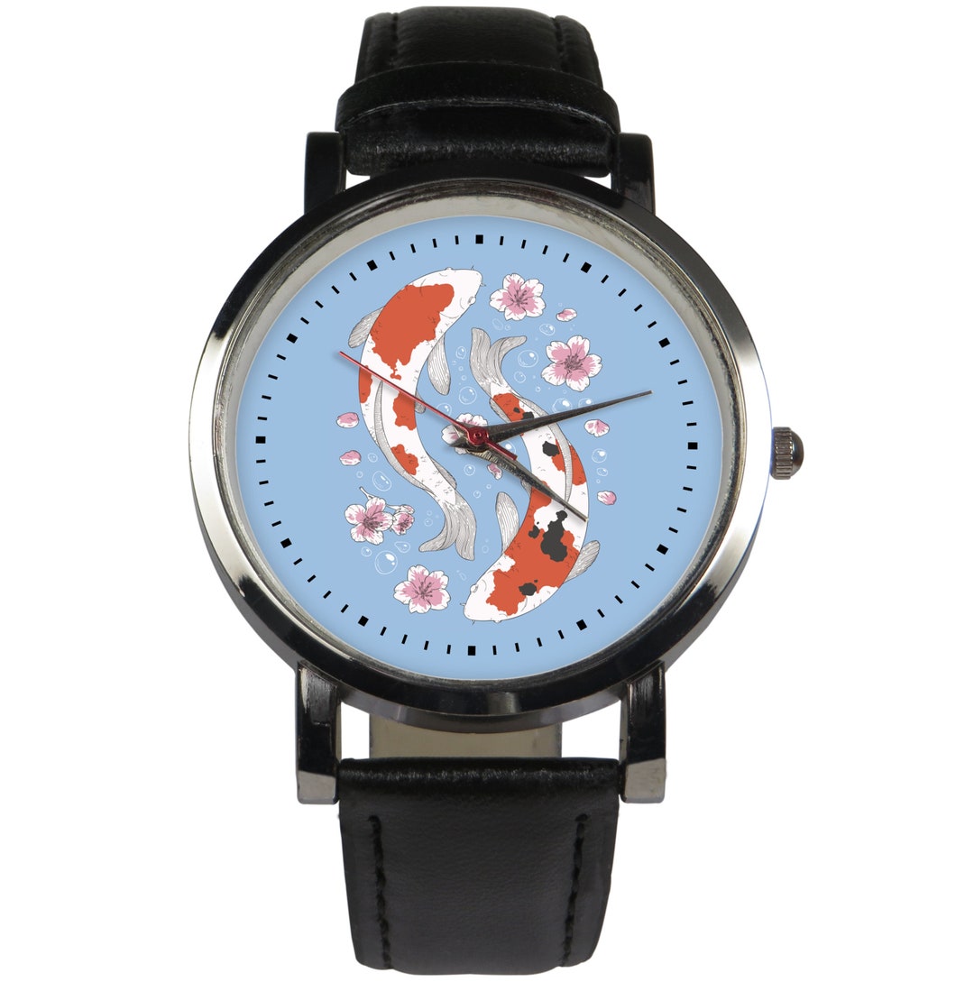 Koi Carp Wristwatch: Harmonious Fish Design, Leather Strap - Etsy