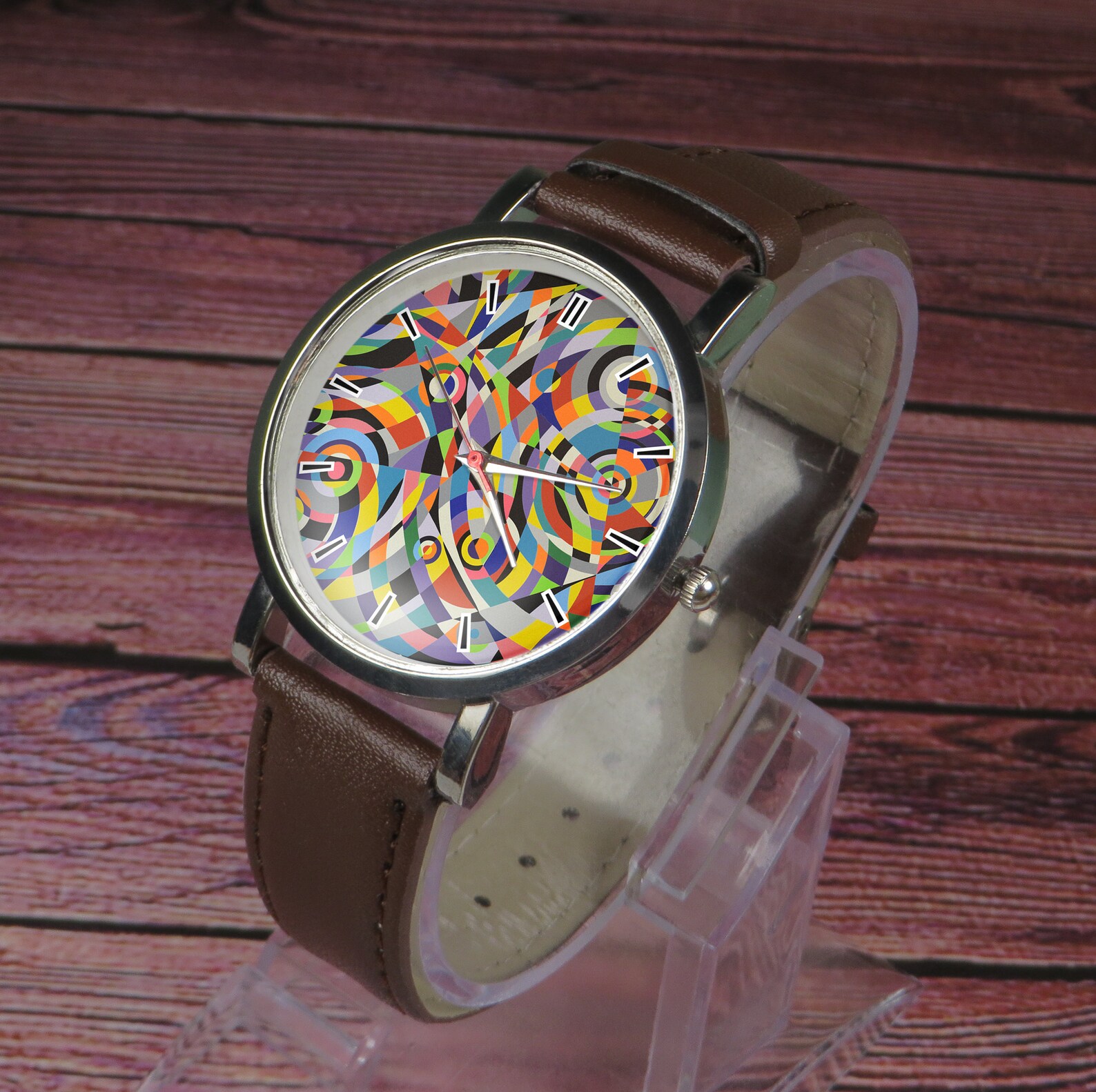 Abstract Pattern Wristwatch Design. Black or Brown Strap - Etsy UK