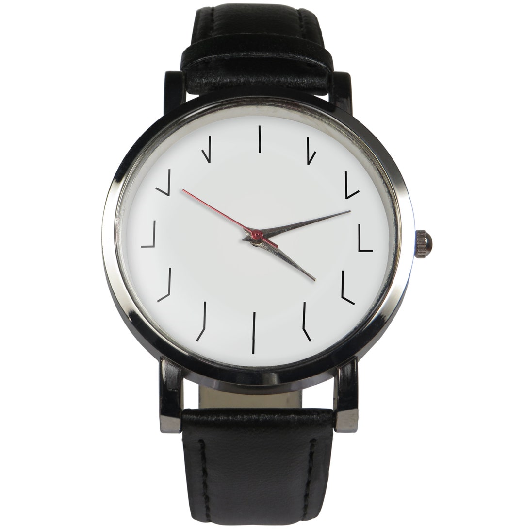 12-hour Clock Face Numeral Design Wristwatch. Black or Brown Strap ...