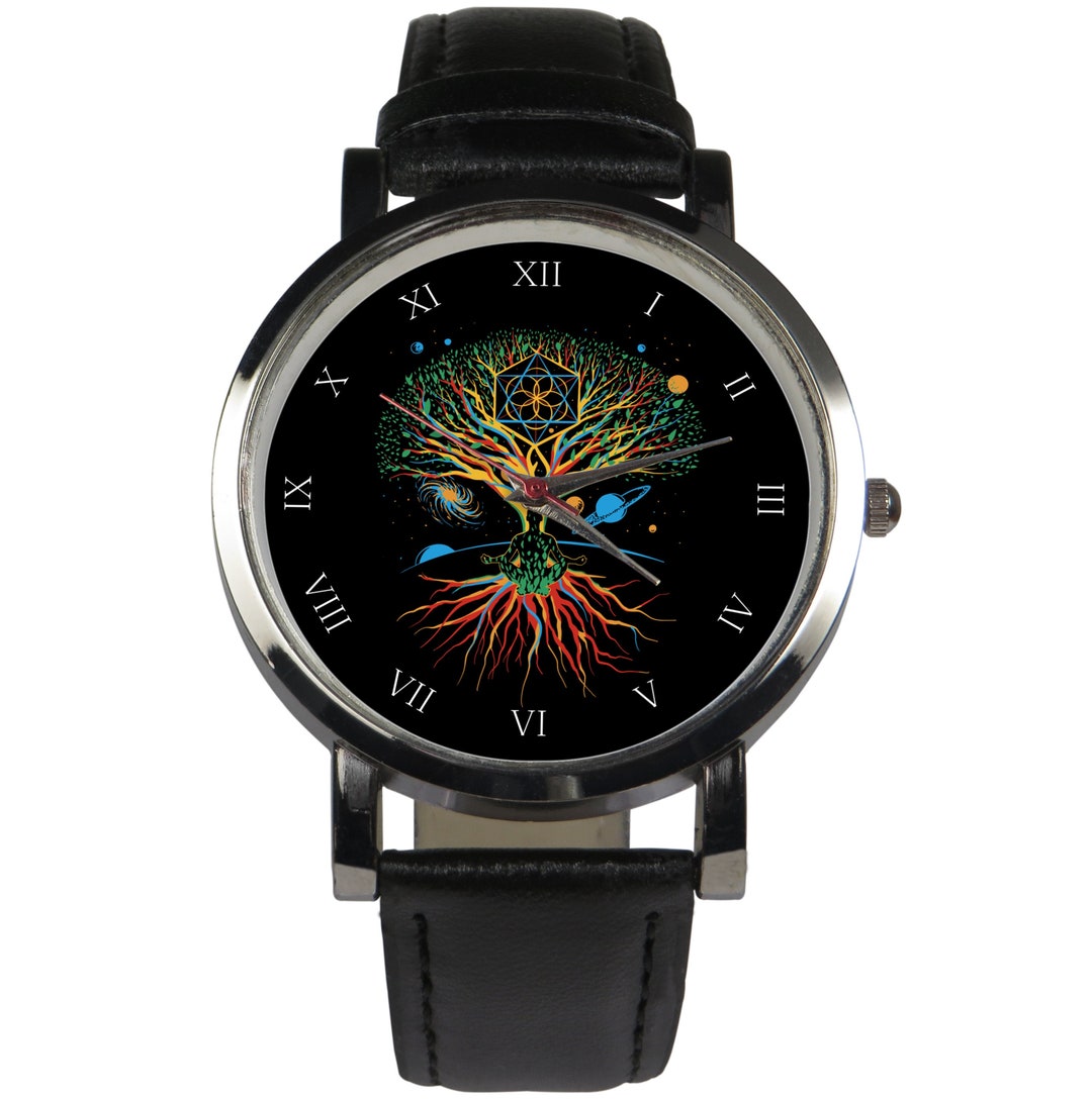 Sacred Geometry Tree of Life Wristwatch Design, Choice of Black/brown ...