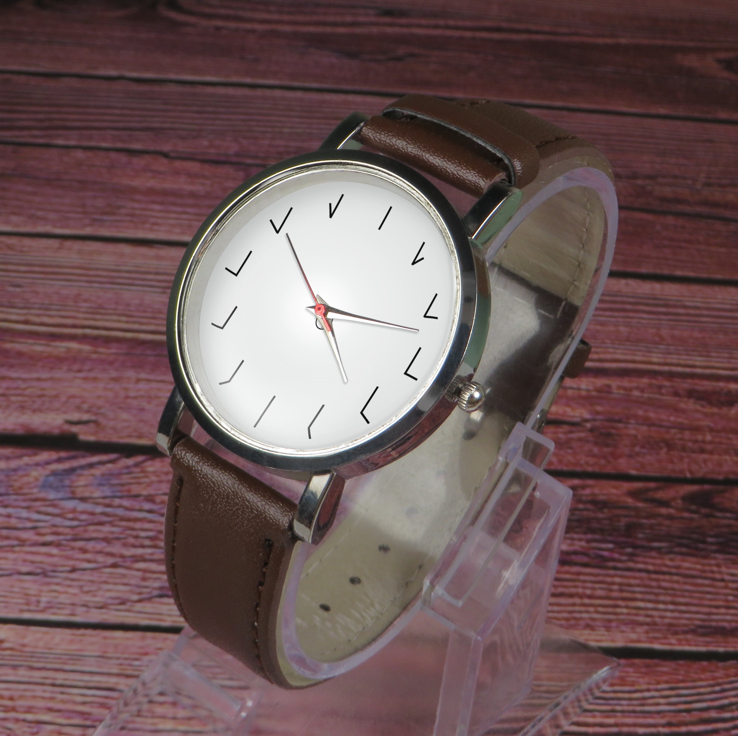 12-hour Clock Face Numeral Design Wristwatch. Black or Brown - Etsy