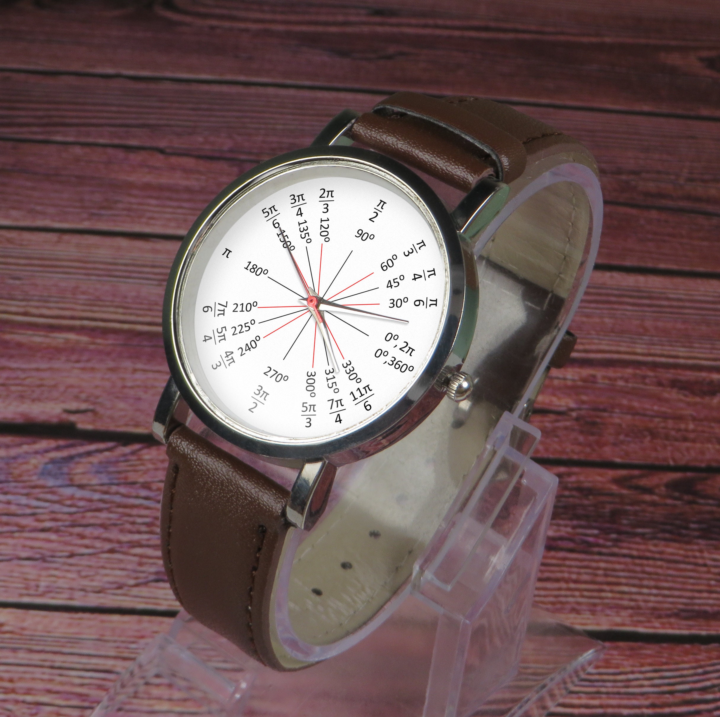 Mathematics Unit Circle Watch: Radian Angle Design, Black Leather Strap ...