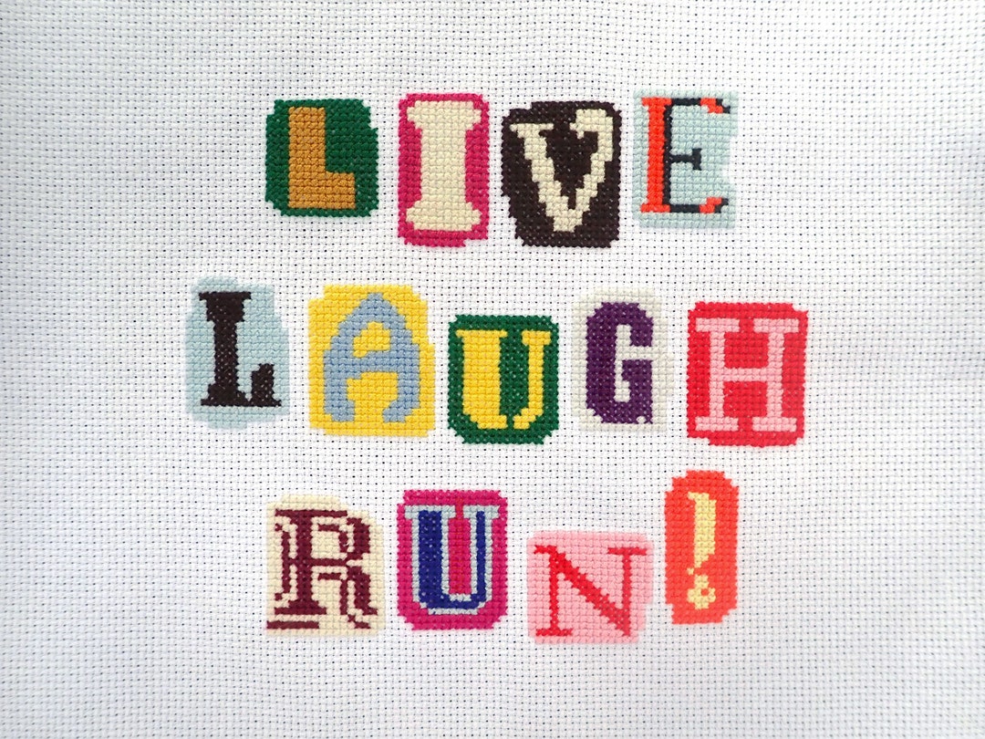 Live Laugh Run! - Intermediate Cross-stitch Pattern Instant Download ...