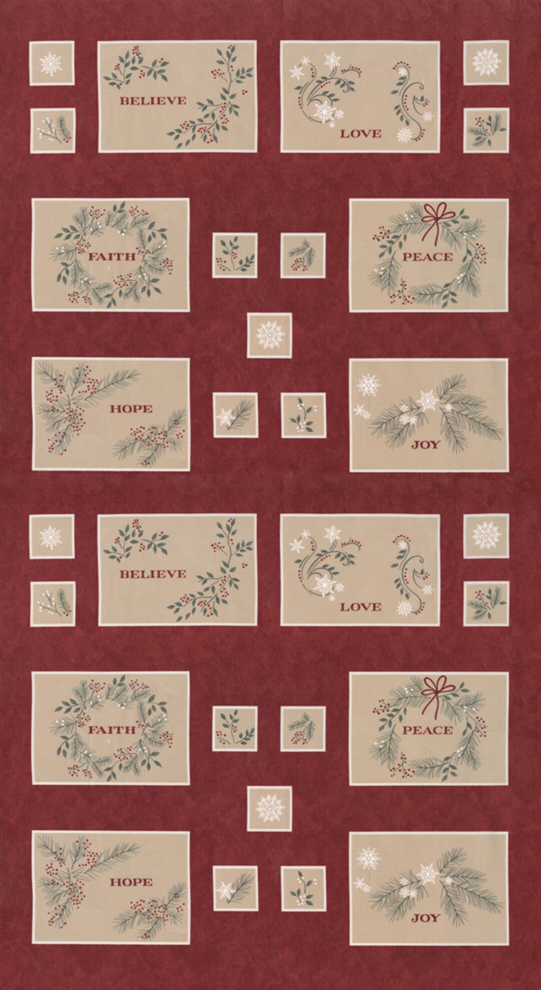 Moda "warm Winter Wishes" Snowflake Pine Berry Panel (6830-12) by Holly ...