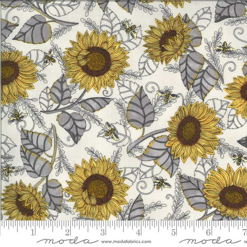 Moda "bee Grateful" Sunflower Studios Pebble Grey (19962-13) by Deb ...
