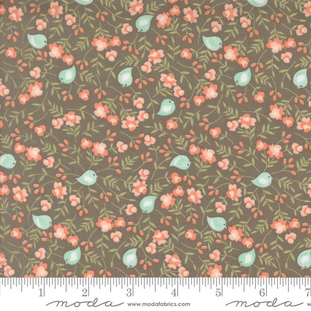 Moda "abloom" Songbird Florals Birds Slate (29212-19) by Corey Yoder ...