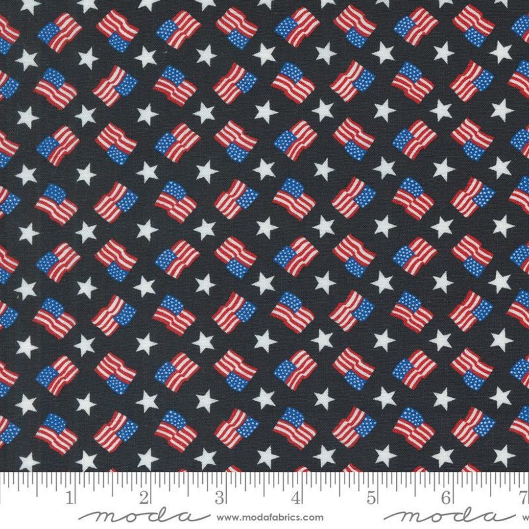 Moda "red White & Bloom" Tossed Flags and Stripes Americana Novelty ...