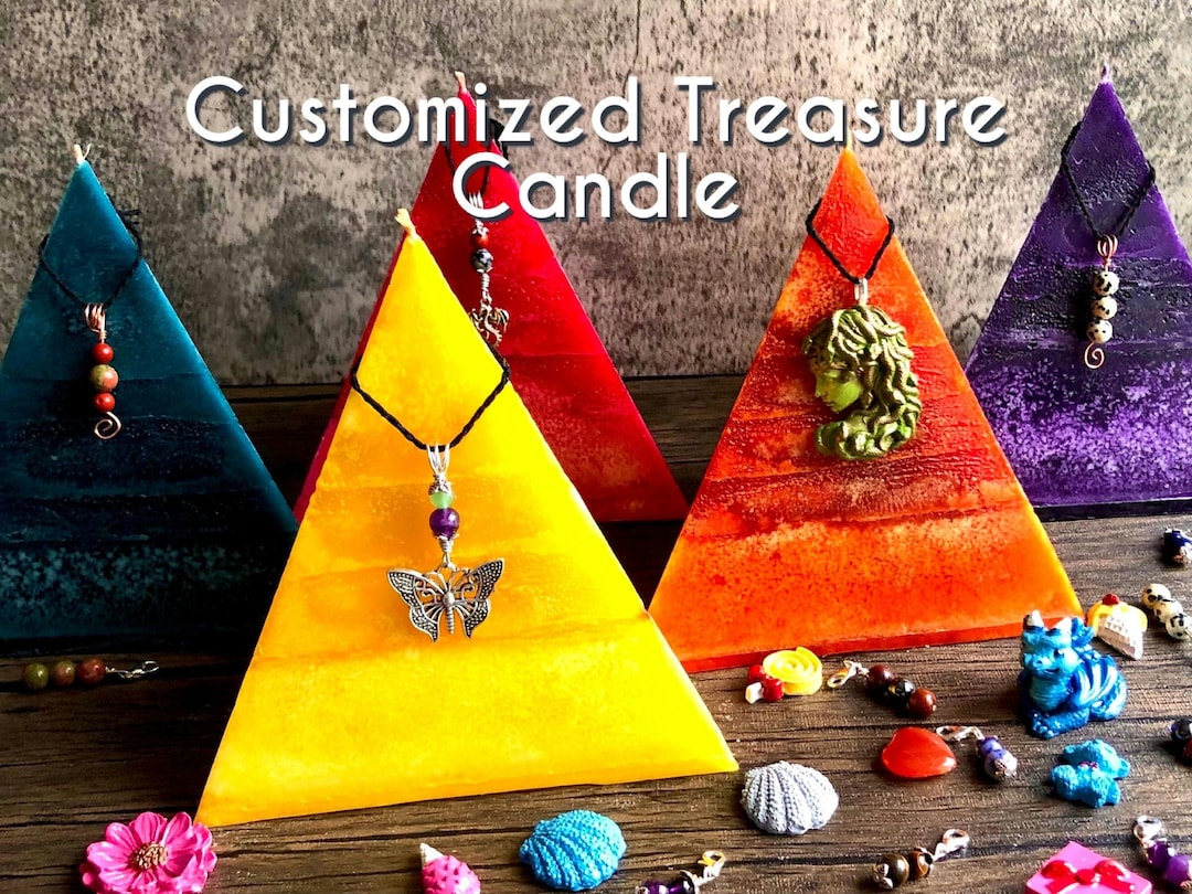 Large Hidden Treasure Pyramid Candle / Candle With Crystals, Charms ...