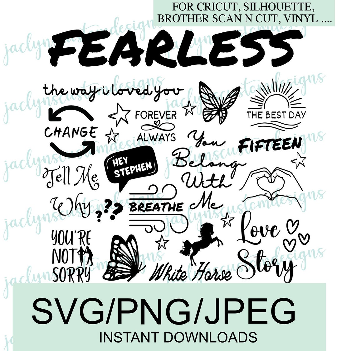 Digital Download Taylor Fearless Songs Album Design for Tshirt, Mug ...