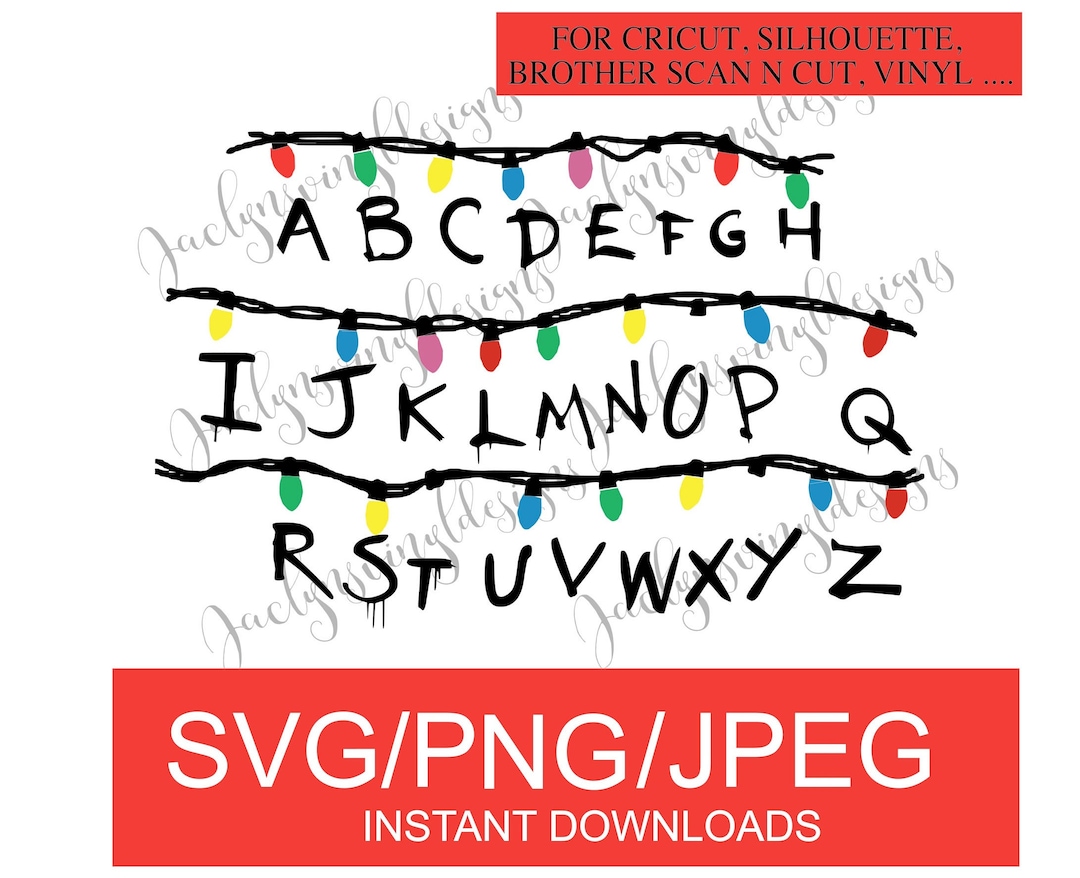 Digital Download Stranger Things ABCD Christmas Lights Design Cricut ...