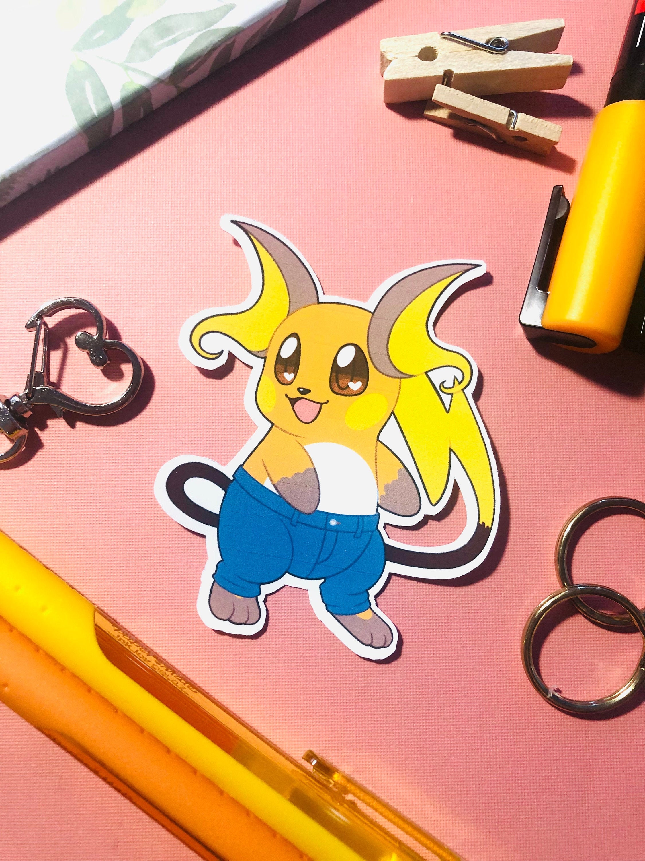 Raichu With Jeans 3 Sticker | Etsy