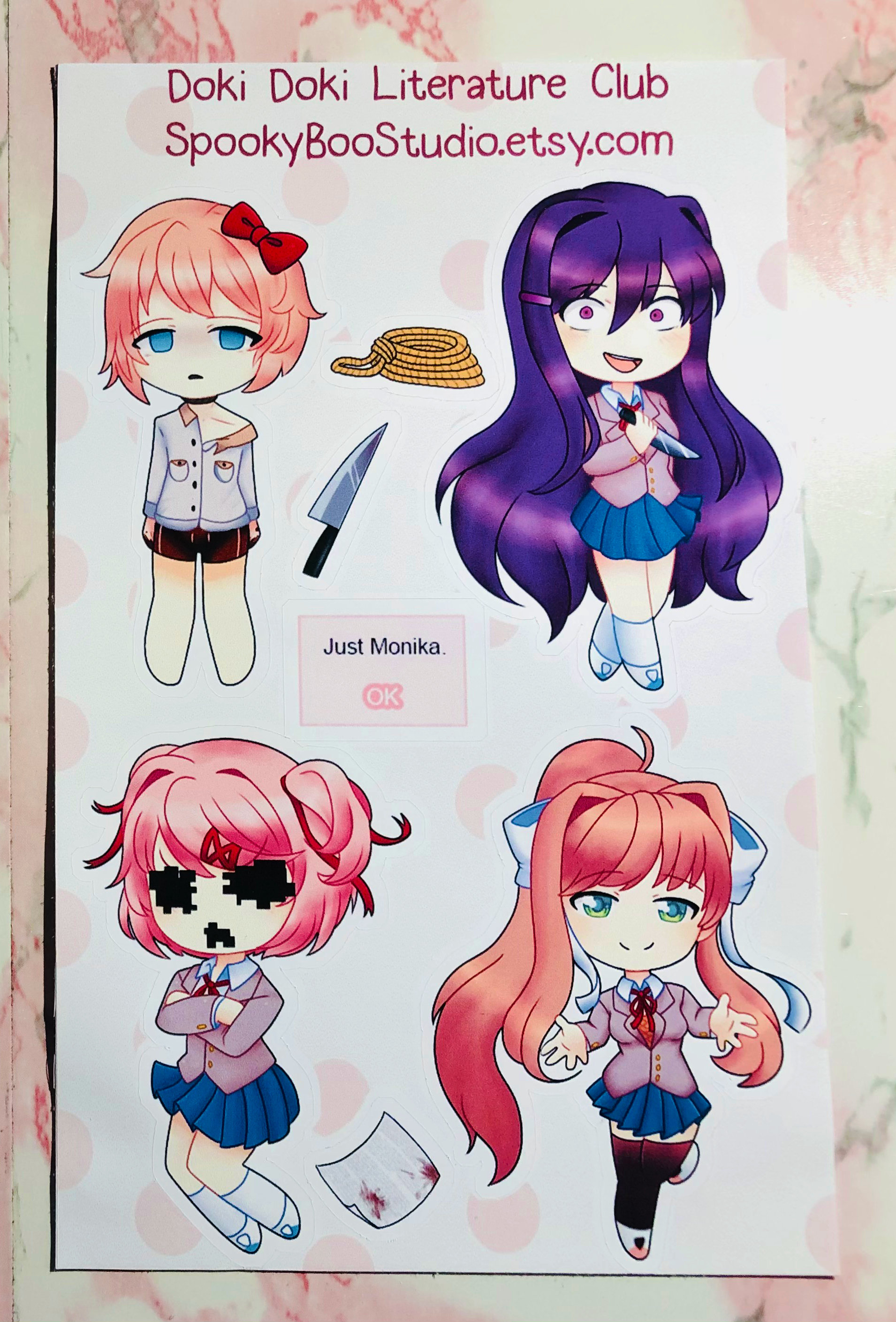 Doki Doki Literature Club 3" Sticker Sheets - Etsy