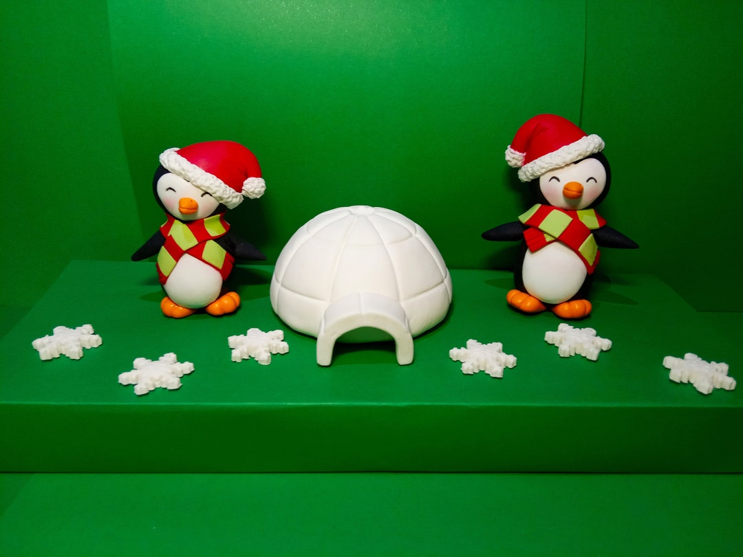 Penguin Cake Topper Penguins and Igloo Cake Topper Fondant - Etsy