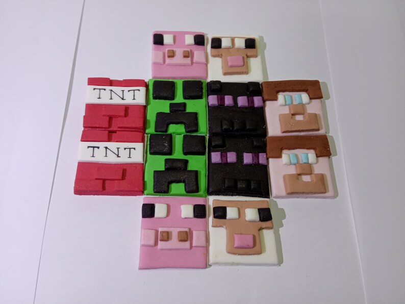 Fondant Minecraft Inspired Cupcake Toppers-set of 12 Creeper - Etsy