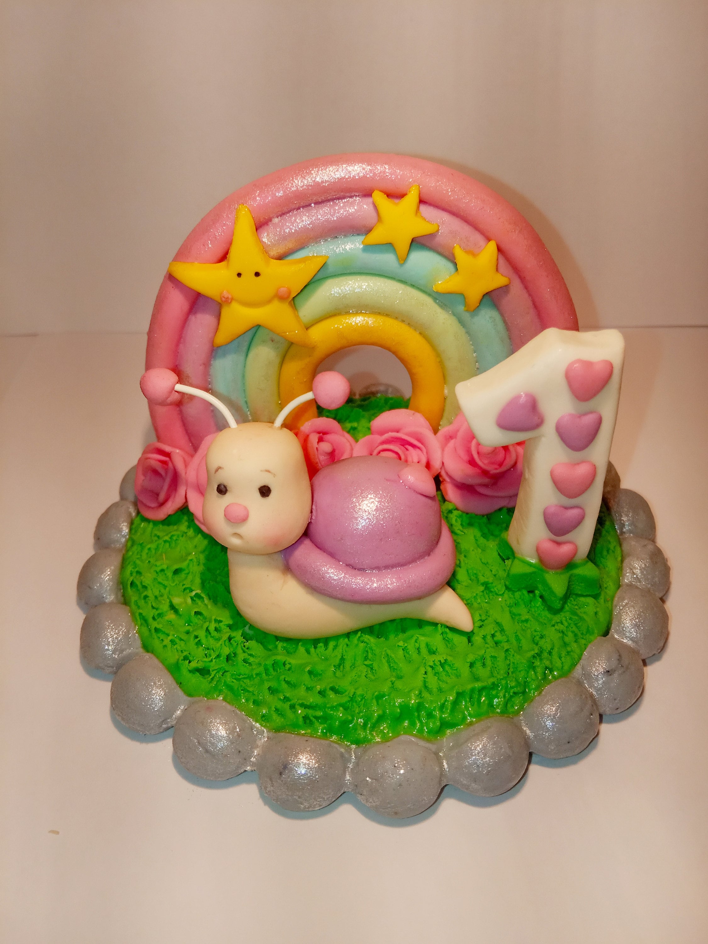 Snail Fondant Cake Topper, Birthday Cake Topper, 1st Birthday Cake ...