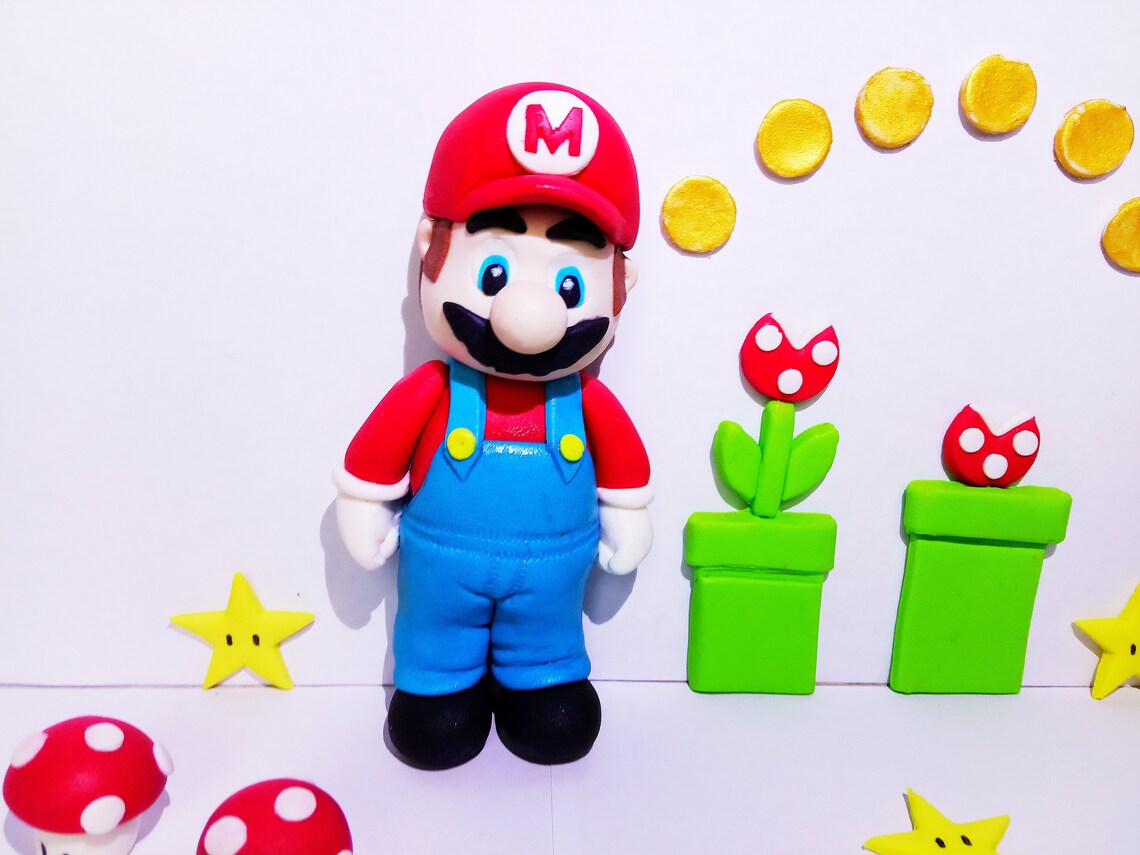 3D Super Mario Bros Inspired Fondant Topper- Mario, Piranha Plant and ...