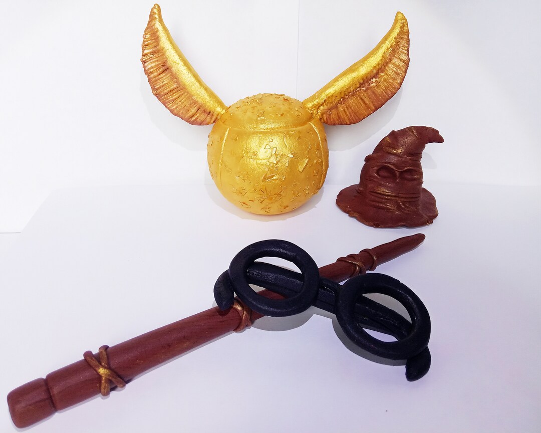 Hat, Wand, Golden Snitch, Glasses Hogwart Magic Cake Topper Decoration ...