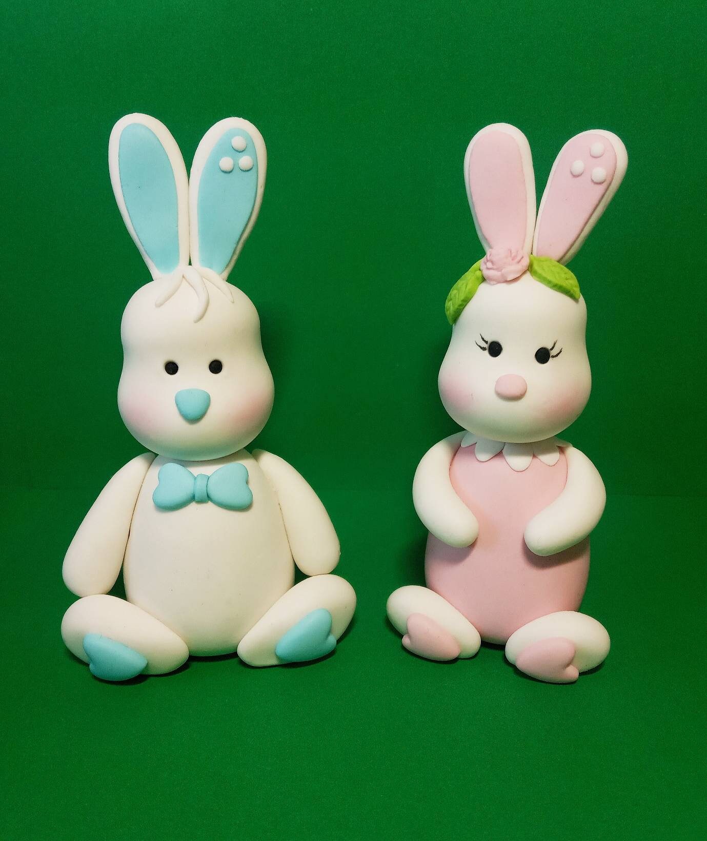 Rabbit Easter Cake Topper Fondant Bunny Cake Topper Easter - Etsy