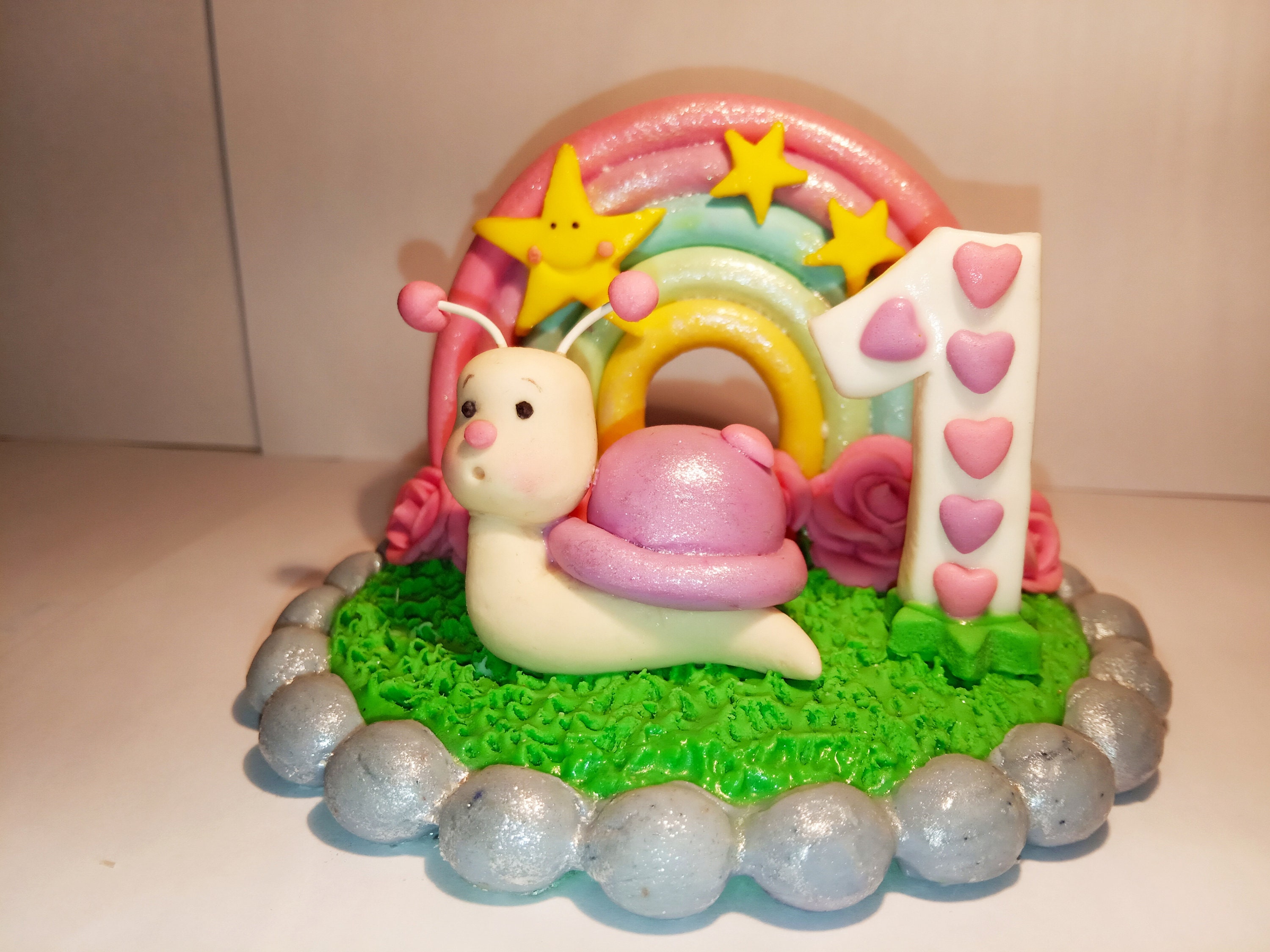 Snail Fondant Cake Topper, Birthday Cake Topper, 1st Birthday Cake ...