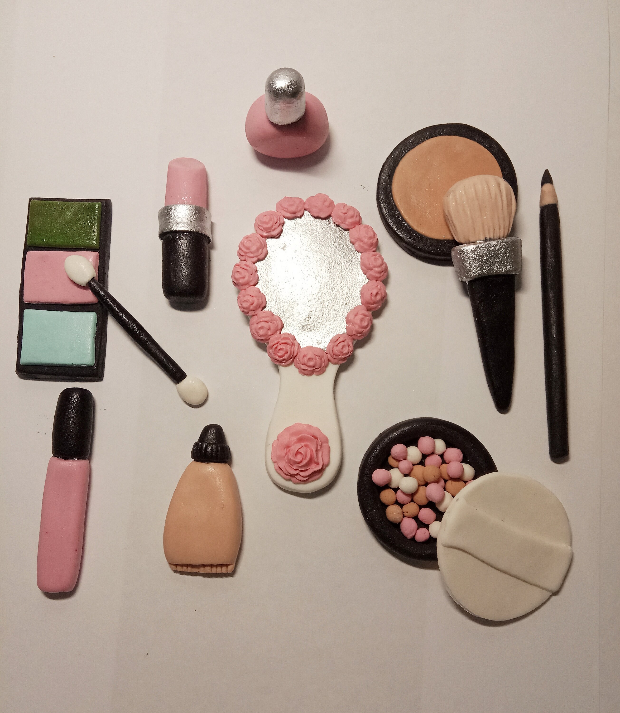 Fondant Make up Set up Cake Topper, Sugar Fondant Decoration Birthday ...