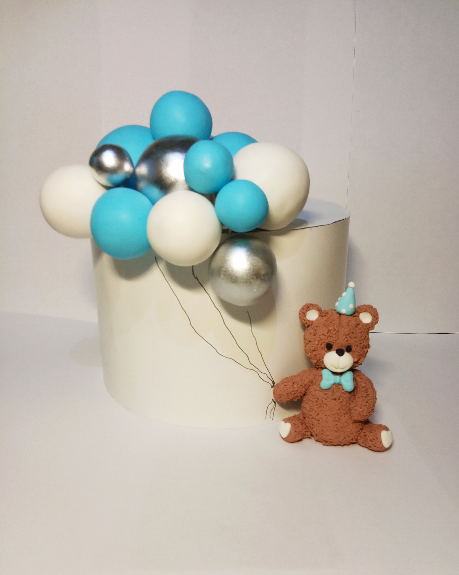 Fondant Teddy Bear With Balloons Cake Topper, Fondant Cake Topper for ...